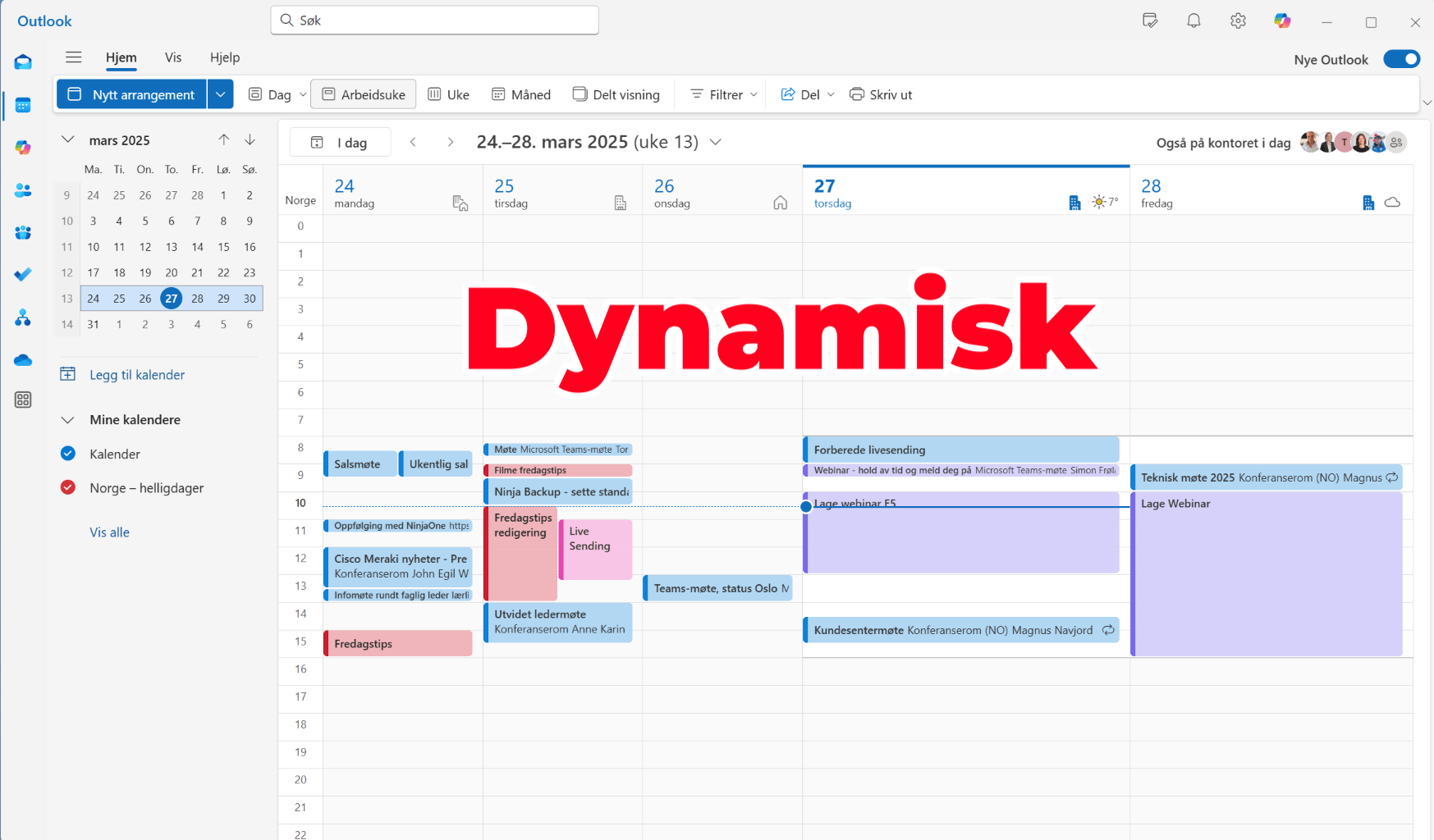 Hvordan aktivere dynamisk kolonnebredde i Outlook kalenderen